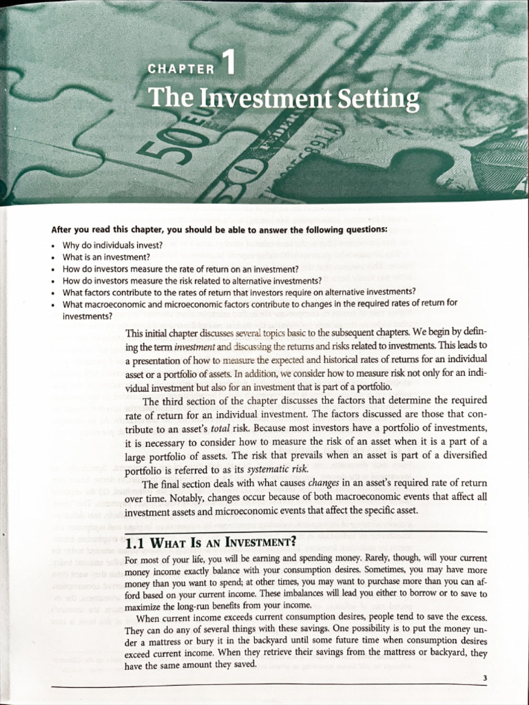 The Investment Setting-Chapther 1 | PDF