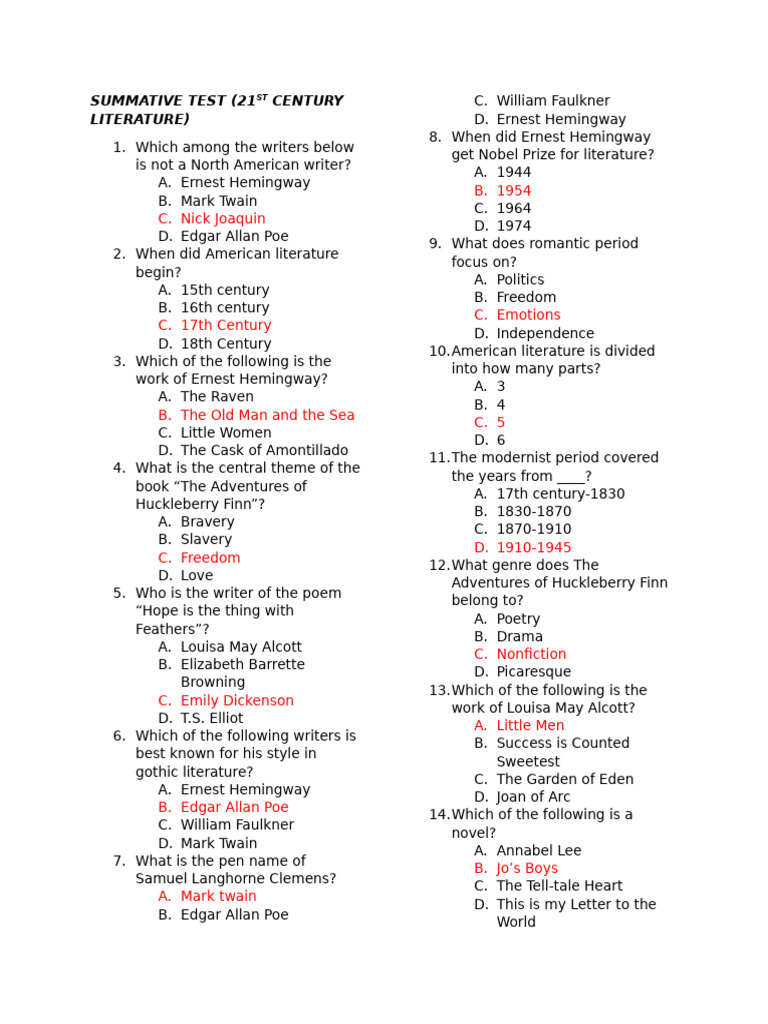 Final Summative Test 21ST Century Literature | PDF | Ancient Greek ...