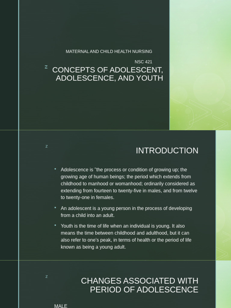Concepts of Adolescent, Adolescence, and Youth NSC 412 | PDF | Sexually Transmitted Infection ...