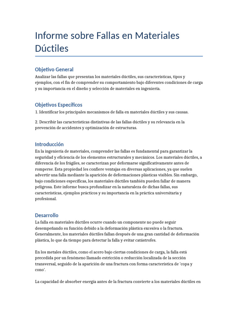 Fallas en Materiales Dúctiles: Análisis y Tipos | PDF | Fractura ...