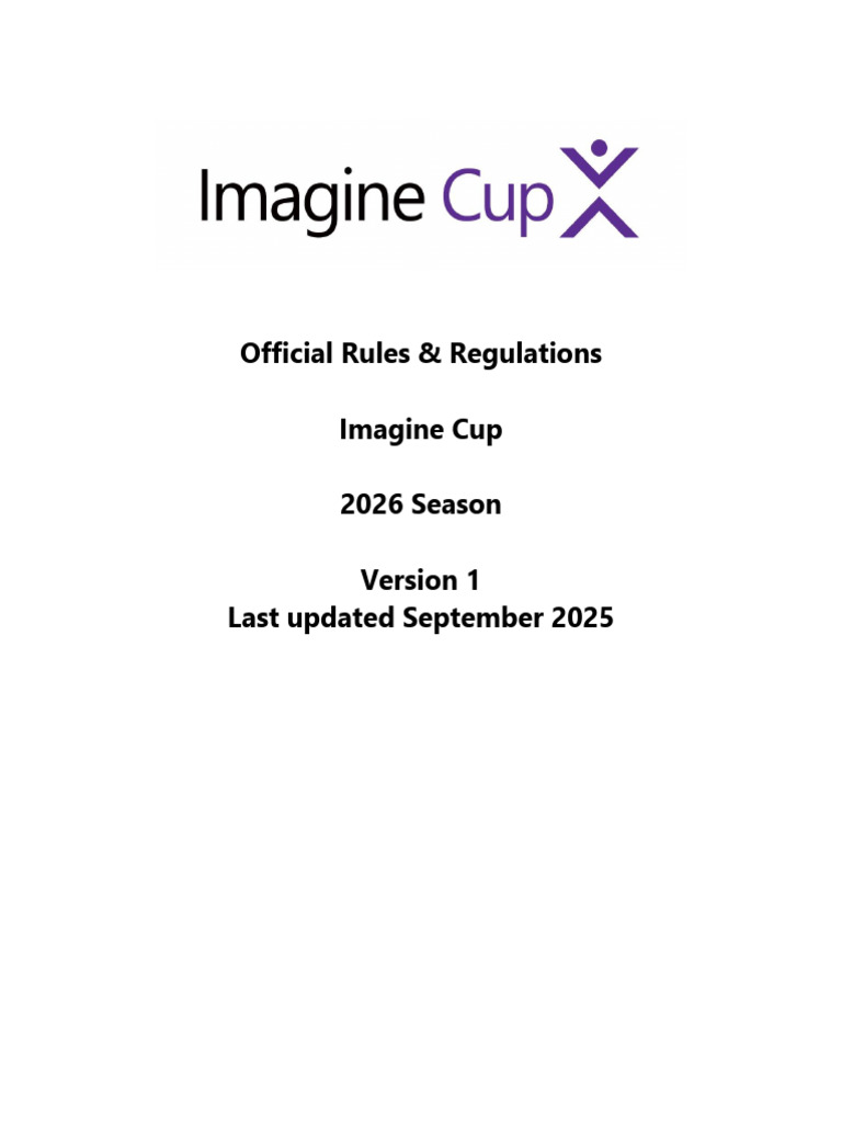 Imagine Cup 2026 Official Rules | PDF | Mentorship | Microsoft