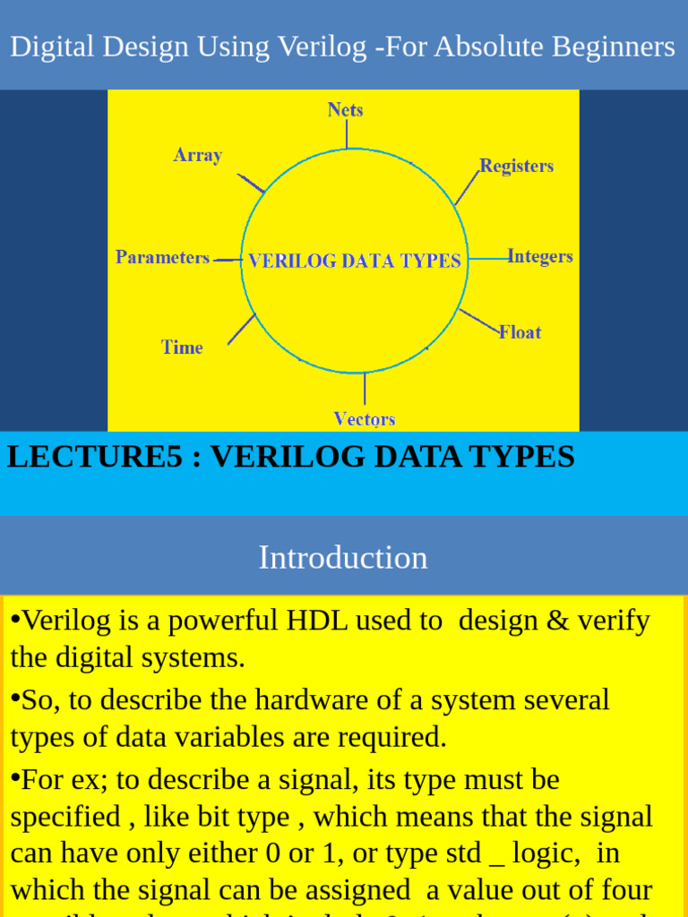Verilog Datatypes 200621065753 | PDF | Integer (Computer Science) | Parameter (Computer Programming)