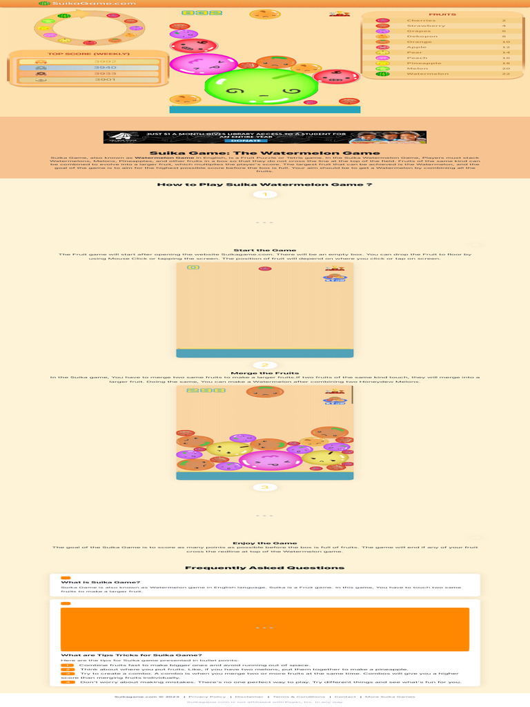 Suika Game - Play Watermelon Game Online (English Version) | PDF ...