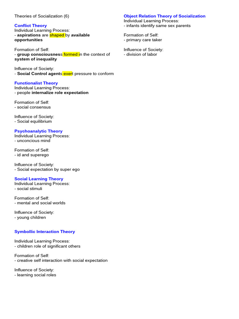 Overview of Socialization Theories | PDF