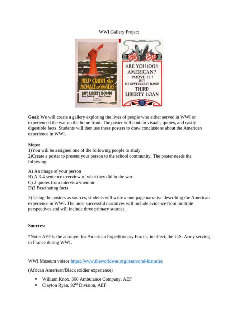 WWI American Experience Gallery Project | PDF | American Expeditionary ...