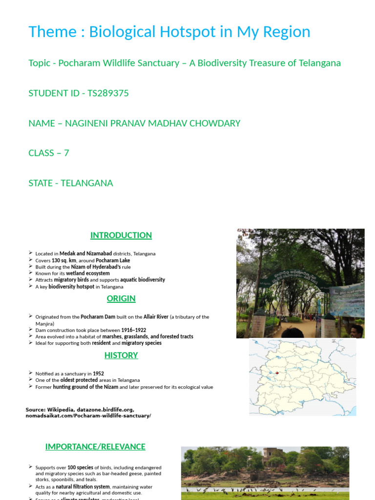 Pocharam Sanctuary: Biodiversity Hub | PDF | Wetland | Biodiversity