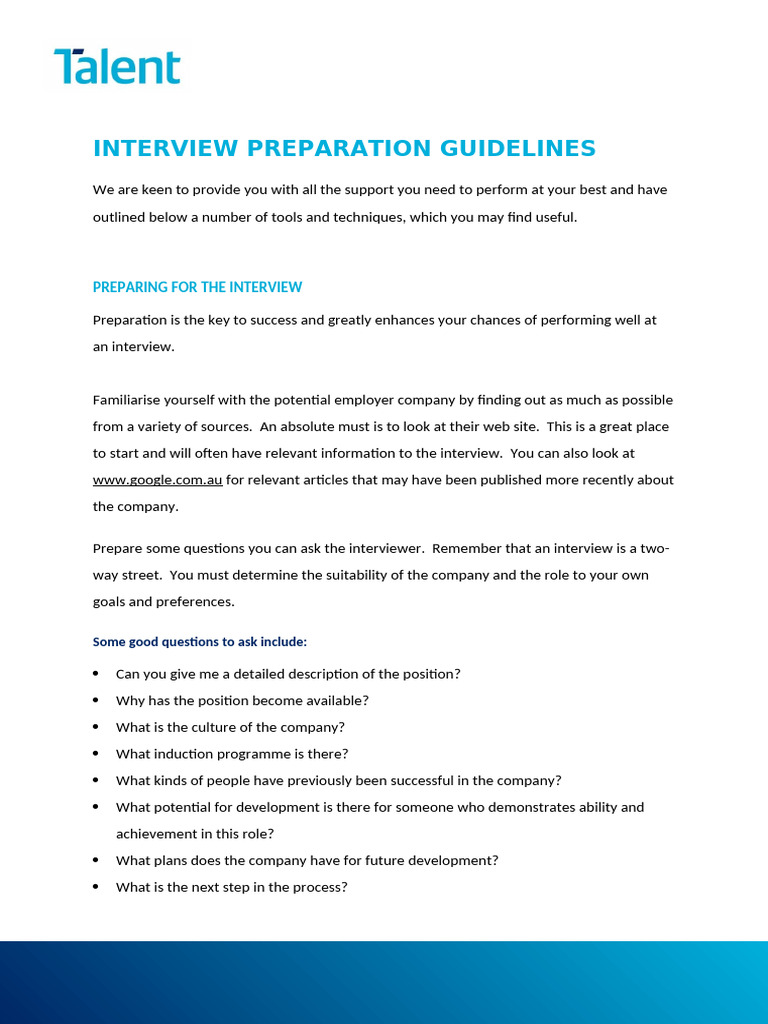 Interview Preperation Guidelines | PDF | Salary | Interview