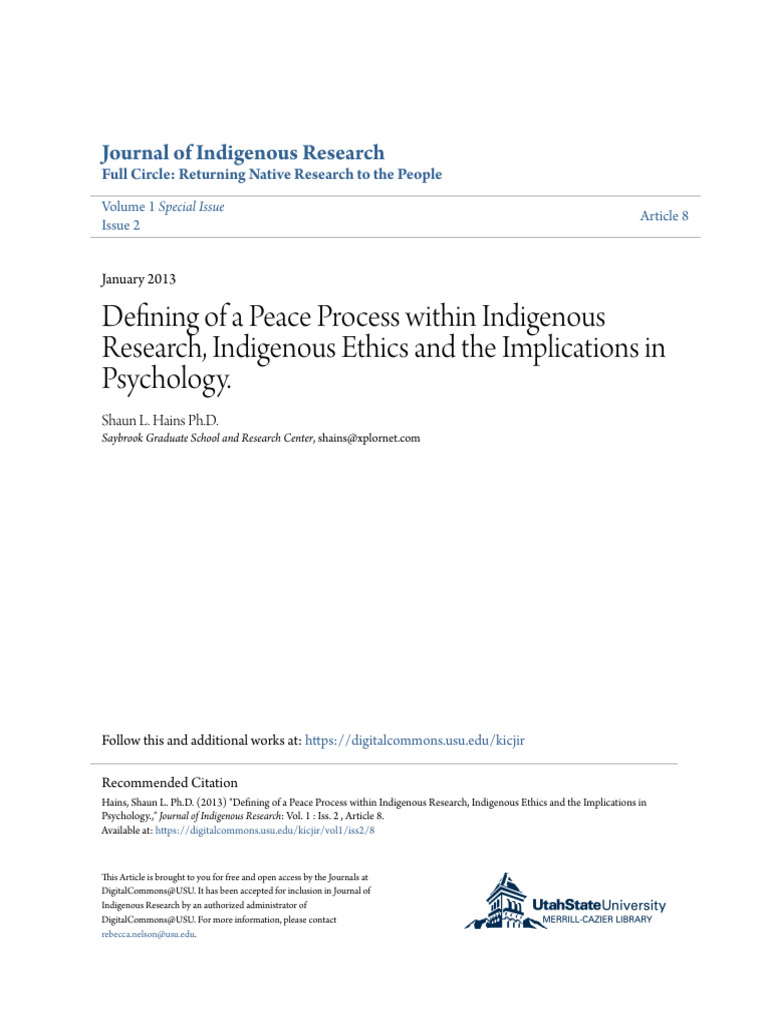 Defining of A Peace Process Within Indig | PDF | Peace | Psychology
