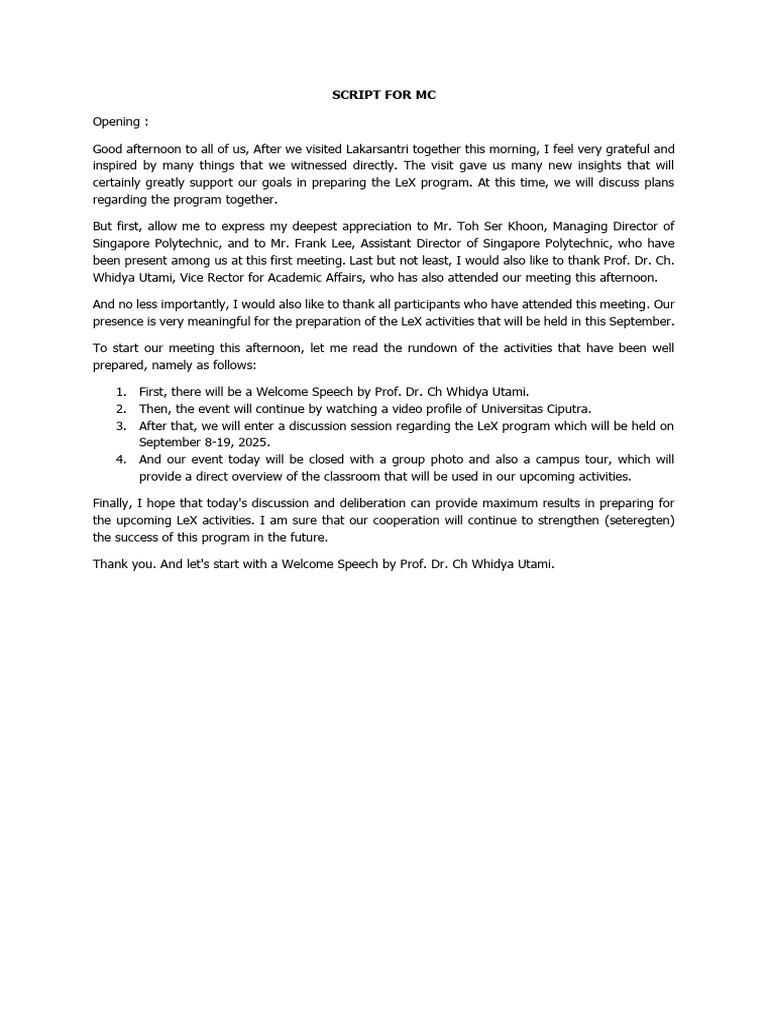 Script For MC | PDF