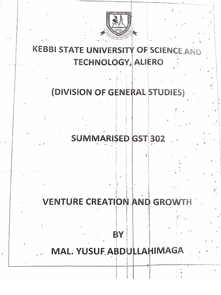 GST 302 Venture Creation $ Growth-2 | PDF