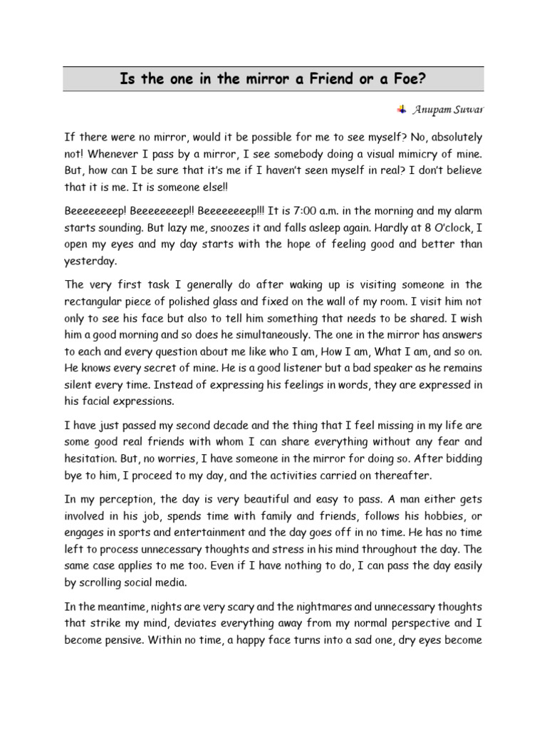 Is The One in The Mirror A Friend or A Foe | PDF