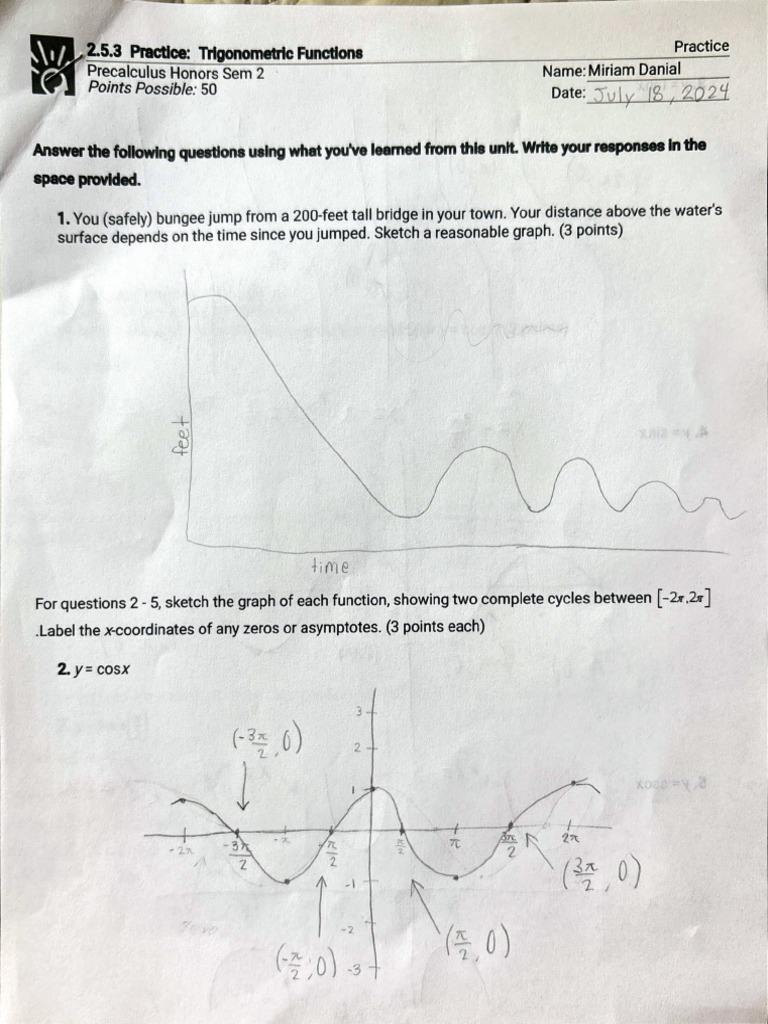 Unit 2 Practice Trig | PDF