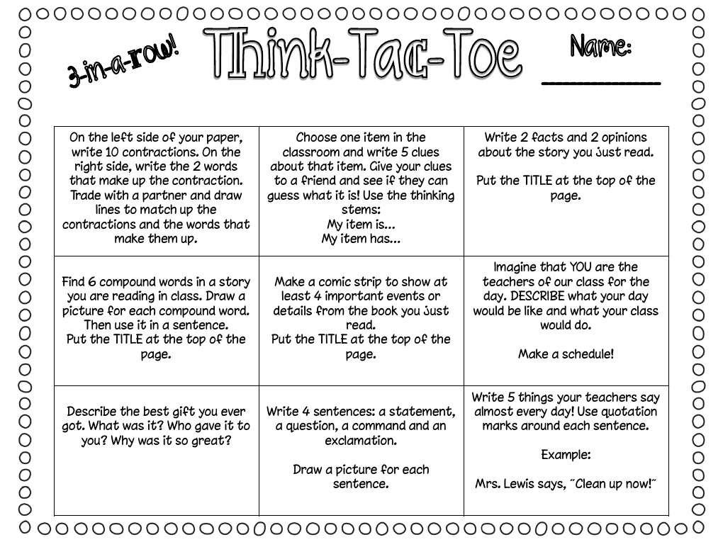 Think Tac Toe 1 | PDF | Language Arts & Discipline | Self-Improvement