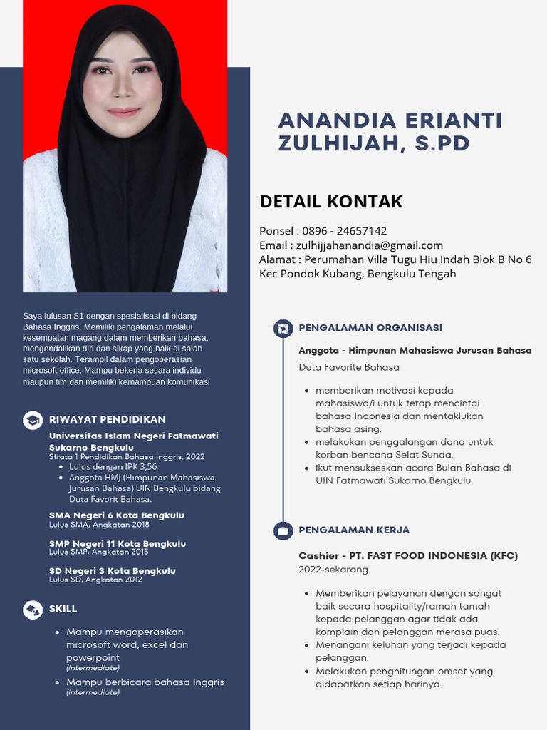 CV Lamaran Kerja Lulusan Baru Resume | PDF