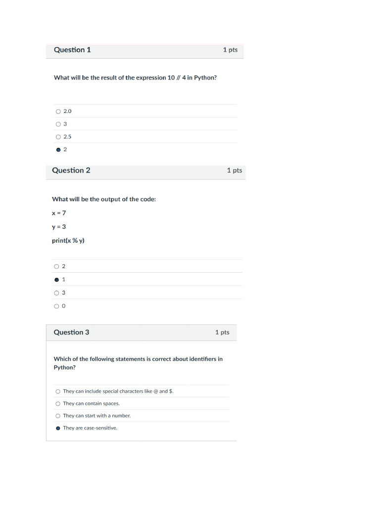 Test 1 Answers | PDF