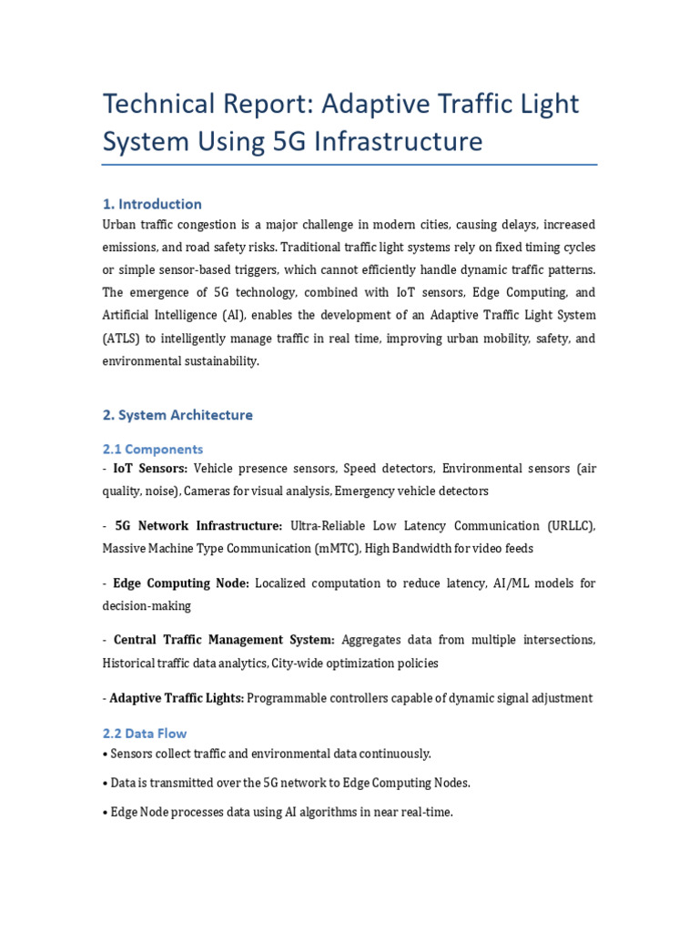 5G-Enabled Adaptive Traffic Light System | PDF | Traffic | Internet Of ...