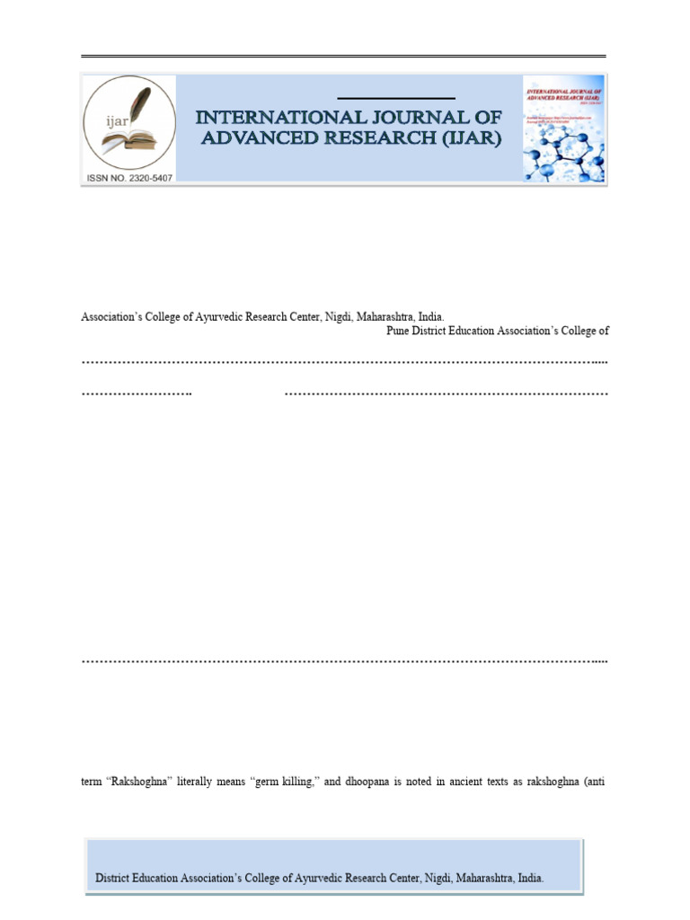 Dhoopana: Ayurvedic Fumigation Insights | PDF | Ayurveda | Turmeric