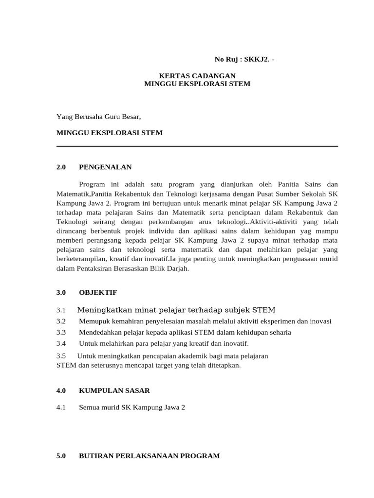 Kertas Kerja Minggu Eksplorasi STEM | PDF