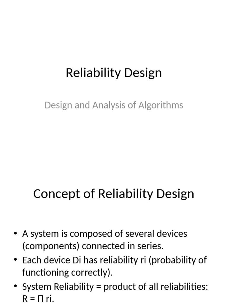 Reliability Design Presentation | PDF