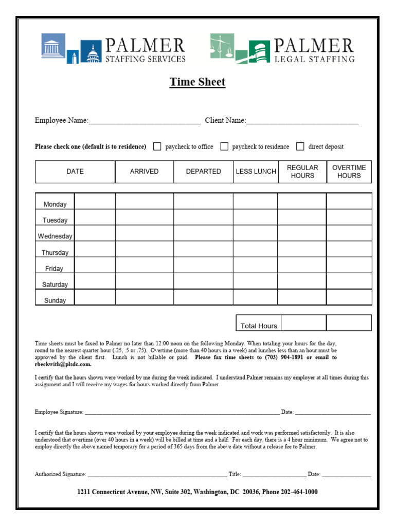 Overtime Time Sheet Template | PDF