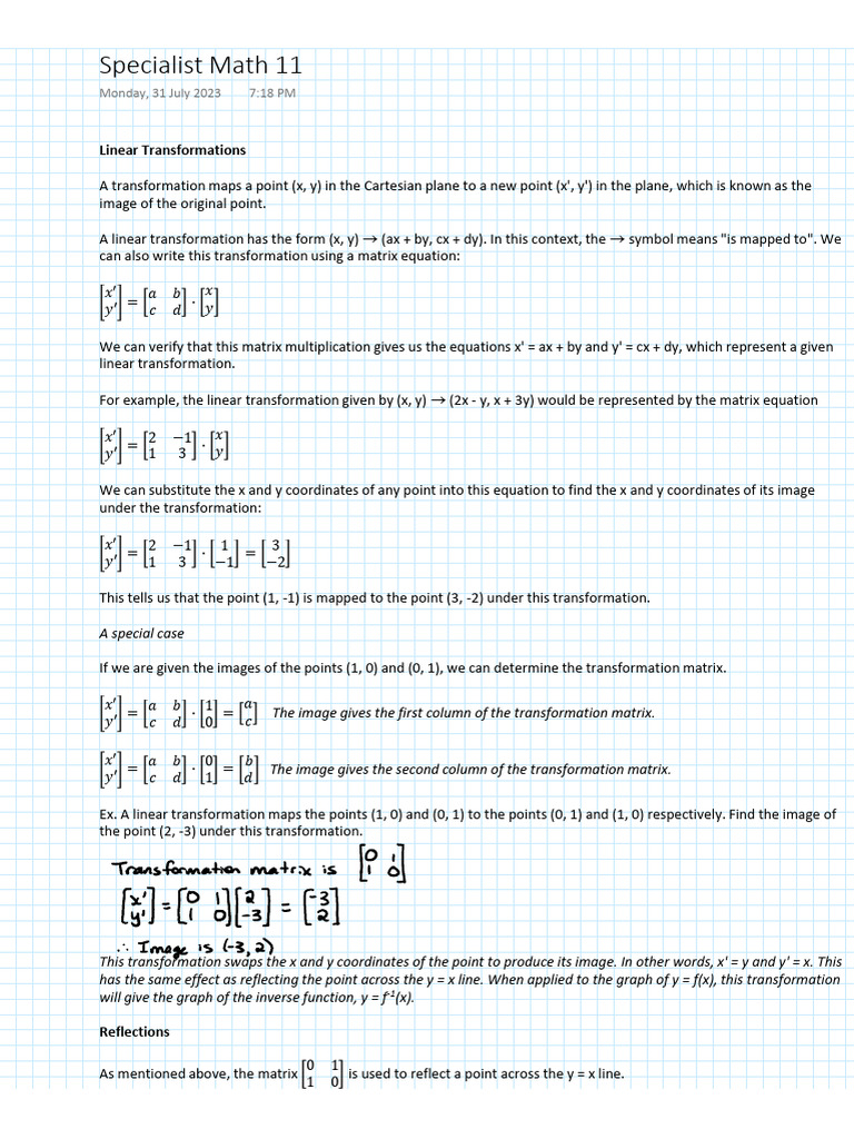 40 - Linear transformations | PDF | Cartesian Coordinate System ...