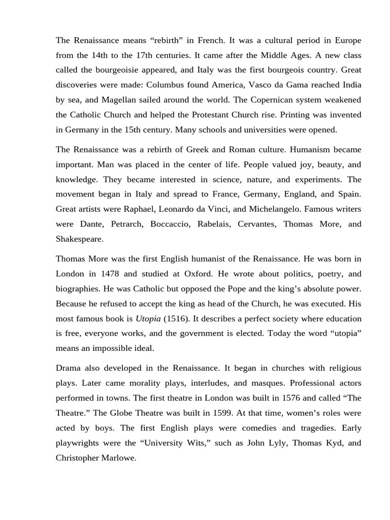 Overview of the Renaissance Era | PDF