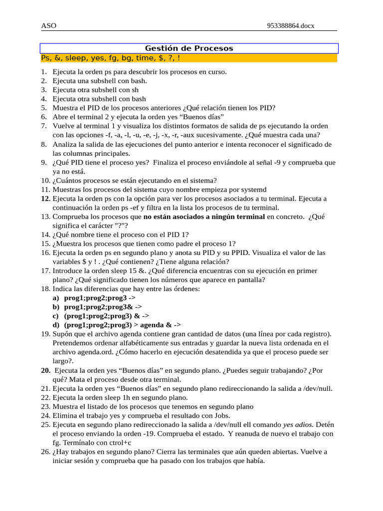 Gestión de Procesos en Linux: Comandos y Análisis | PDF | Informática
