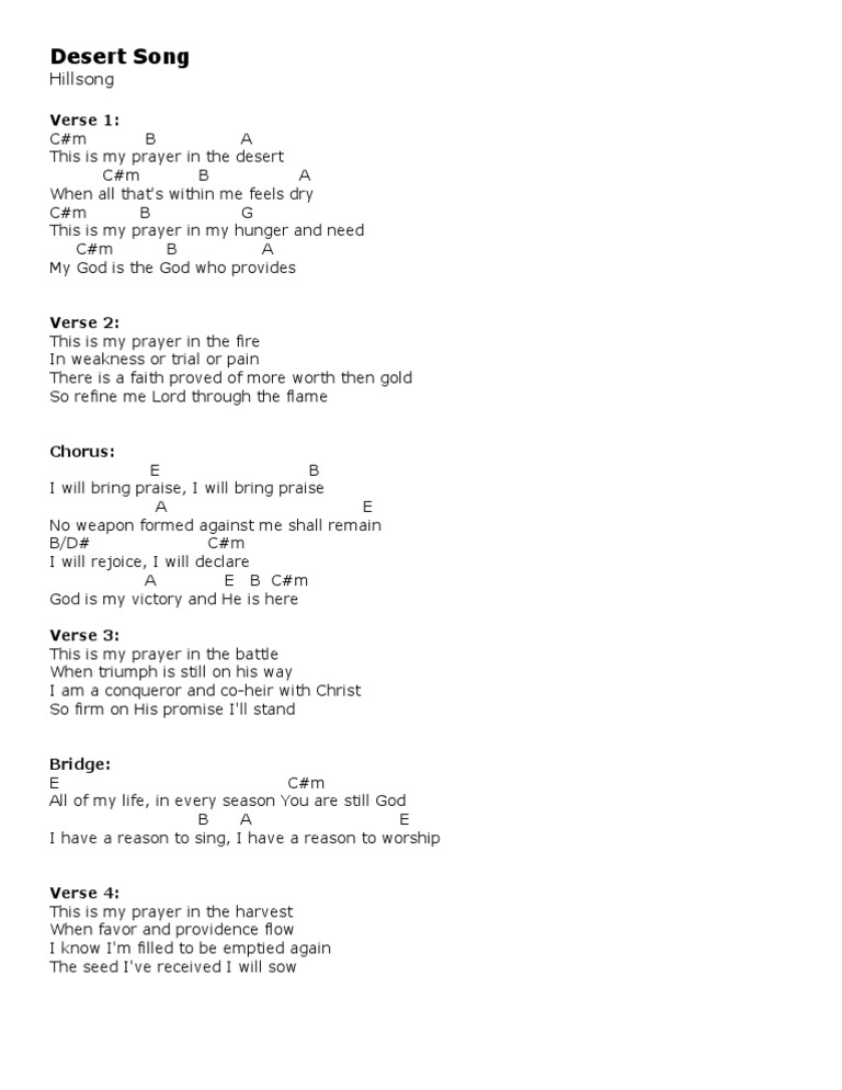 Desert Song Chords And Lyrics