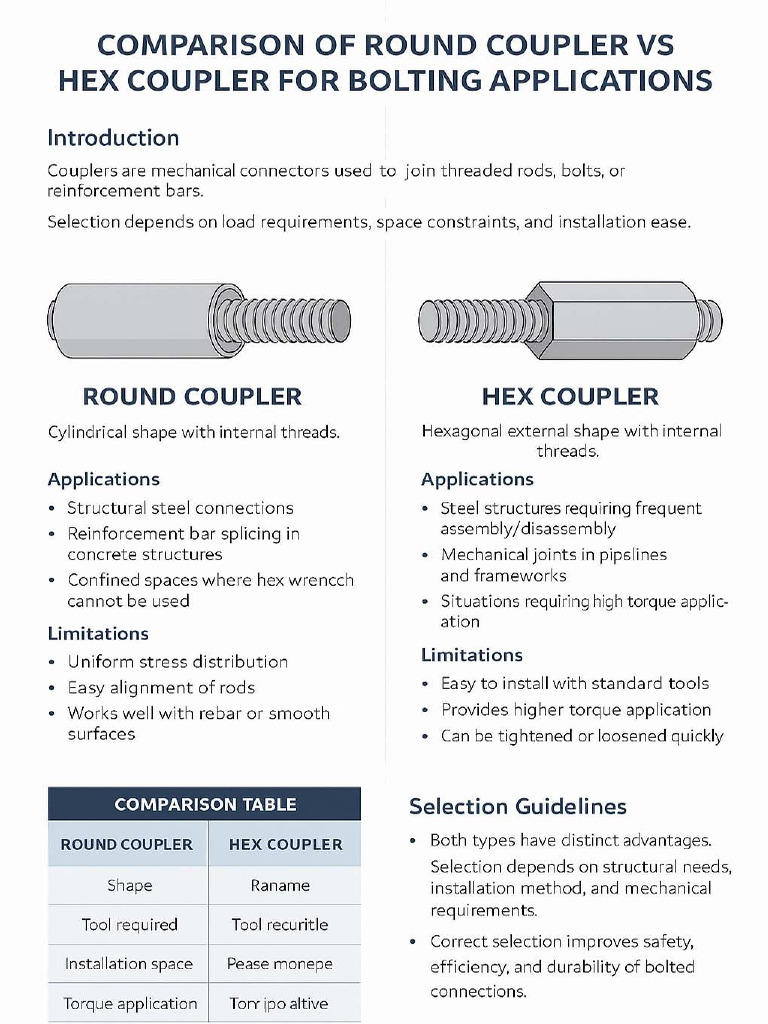 Comparison of Round Coupler Vs Hex Coupler For Bolting Applications | PDF