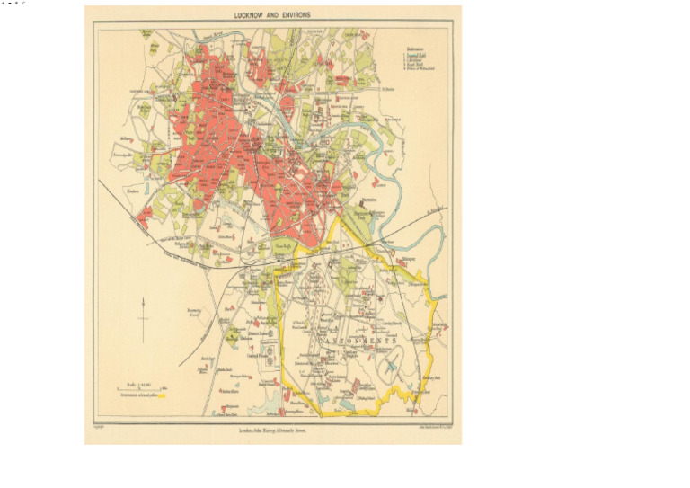 BRITISH INDIA. Lucknow City Plan Showing Cantonment 1905 Old Antique ...