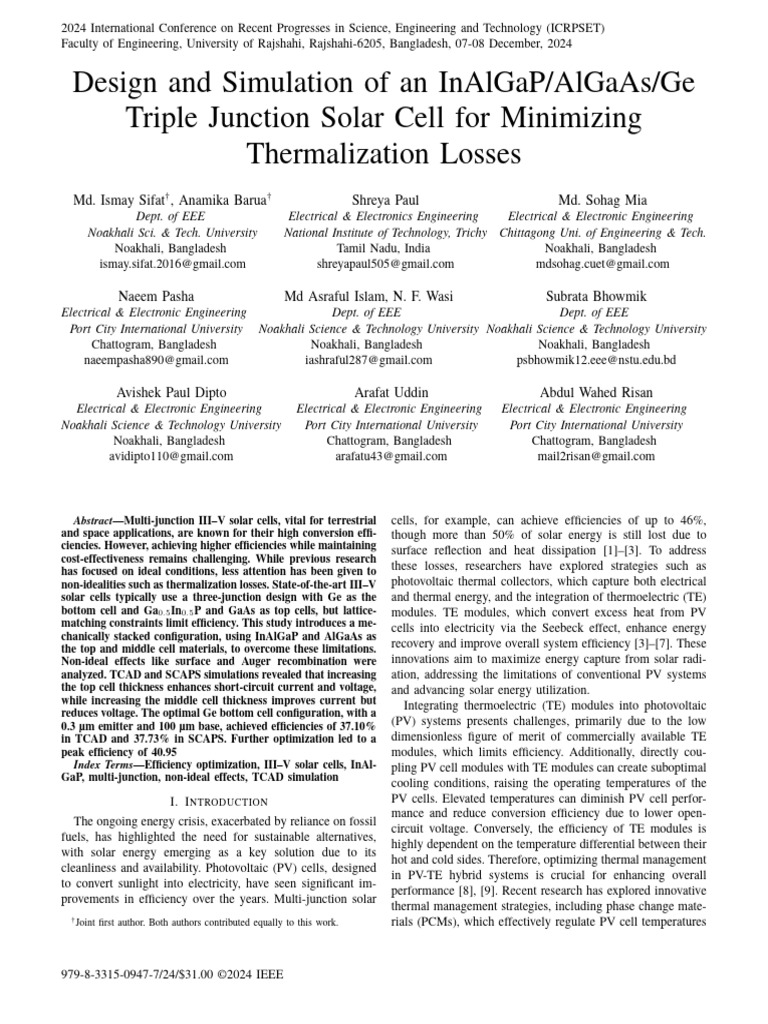 Optimizing Triple Junction Solar Cells | PDF | Photovoltaics | Solar Cell
