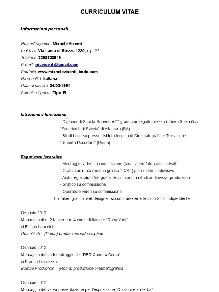 CV Michele Vicenti | PDF