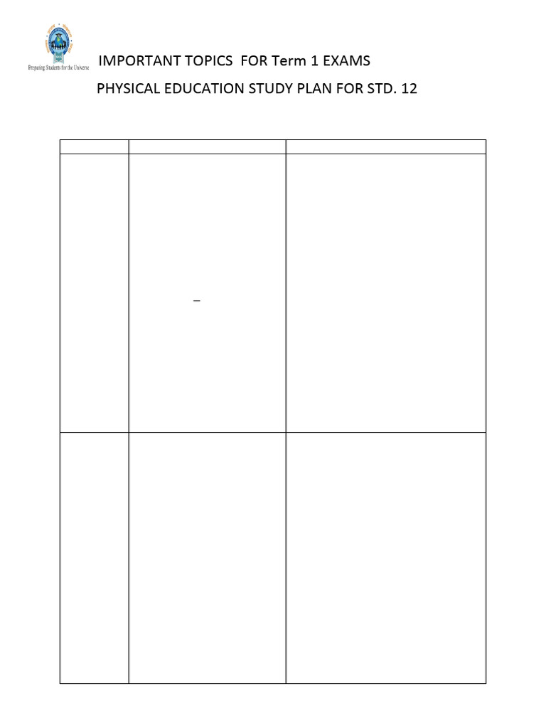 Study Plan Term 1 - Physical Education | PDF | Physical Fitness ...