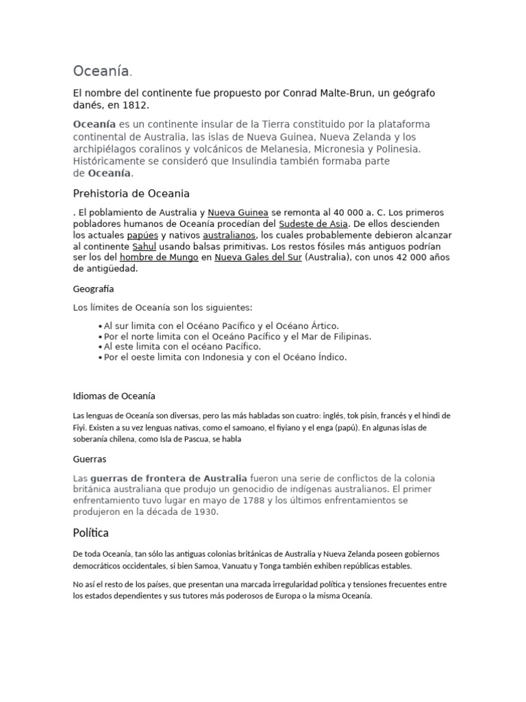OCEANIA (Proyecto Final) | PDF | Oceanía