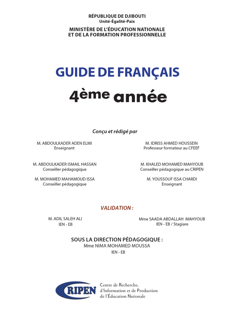 Guide Pédagogique Français 4ème Année | PDF | Phrase | Pédagogie