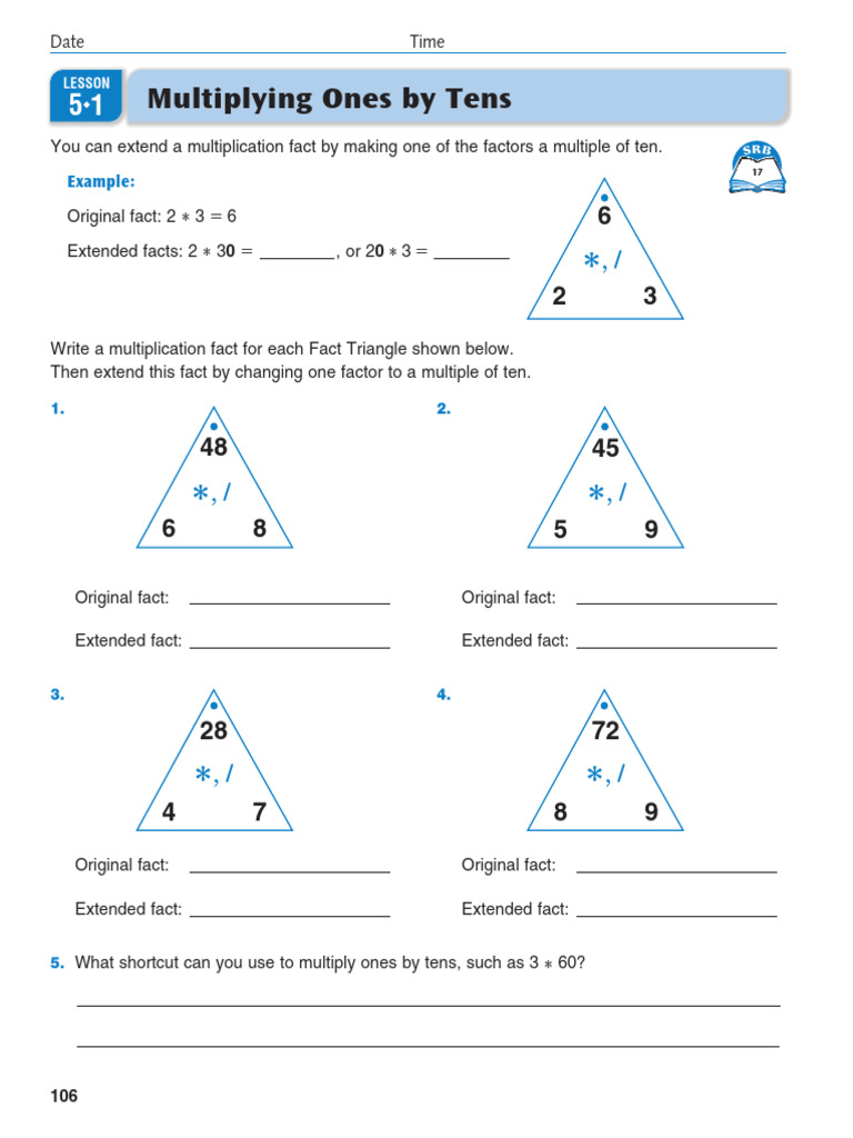 Everyday Mathematics Grade 4 Student Math Jounrnal Unit 5 | PDF ...