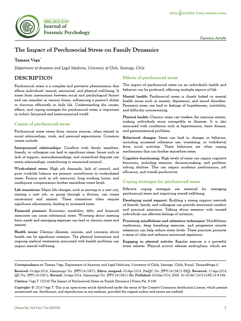 Psychosocial Stress and Family Dynamics | PDF | Stress (Biology ...