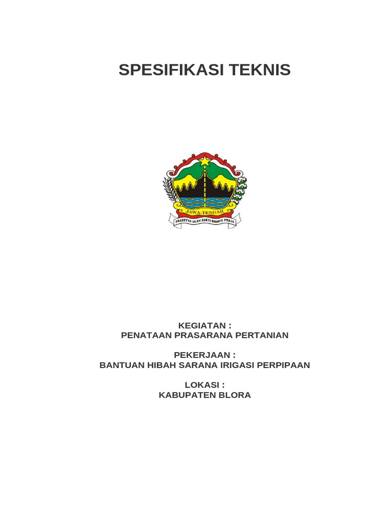 Spesifikasi Irigasi Perpipaan Blora | PDF