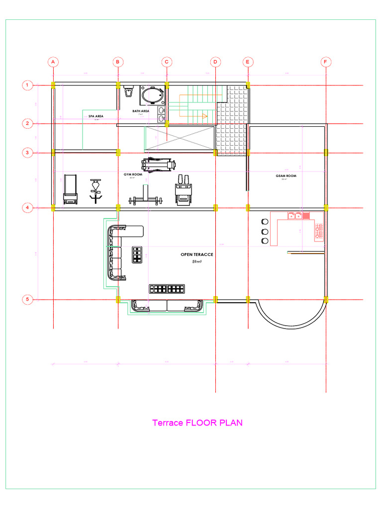 Detailed Terrace Floor Plan Layout | PDF