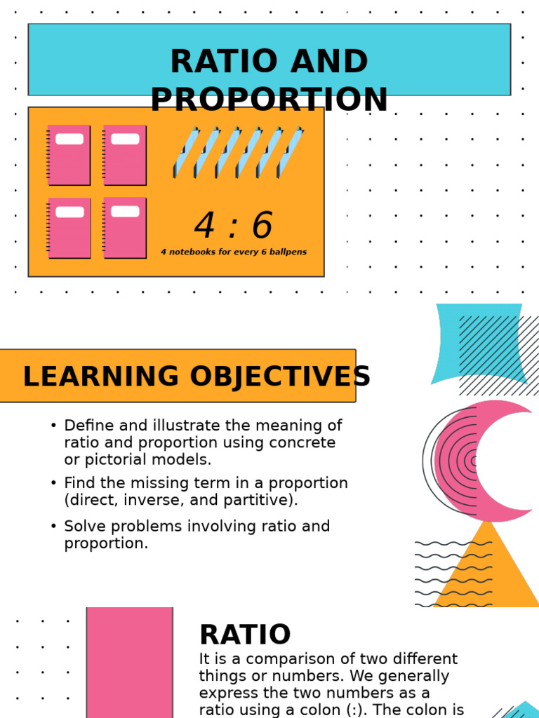 Ratio and Proportion Mathematics Presentation in Blue Green Orange and ...