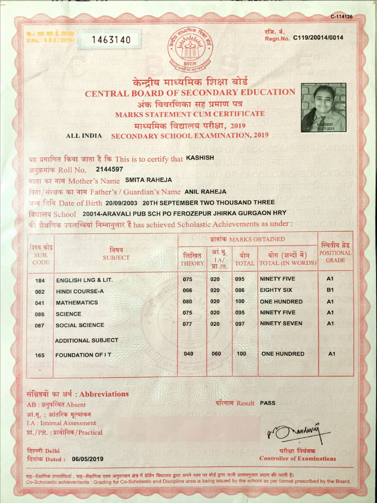 10th marksheet | PDF
