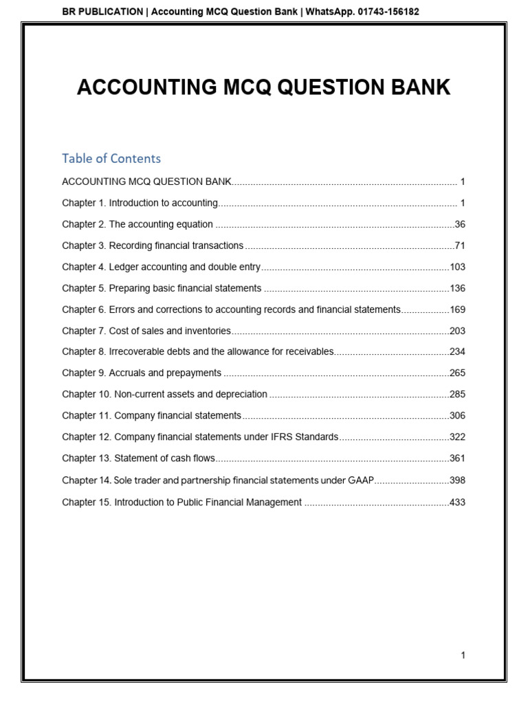Accounting MCQ Question Bank | PDF | Equity (Finance) | Expense