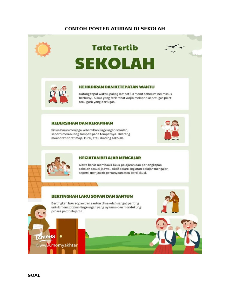 Contoh Poster Aturan Sekolah | PDF