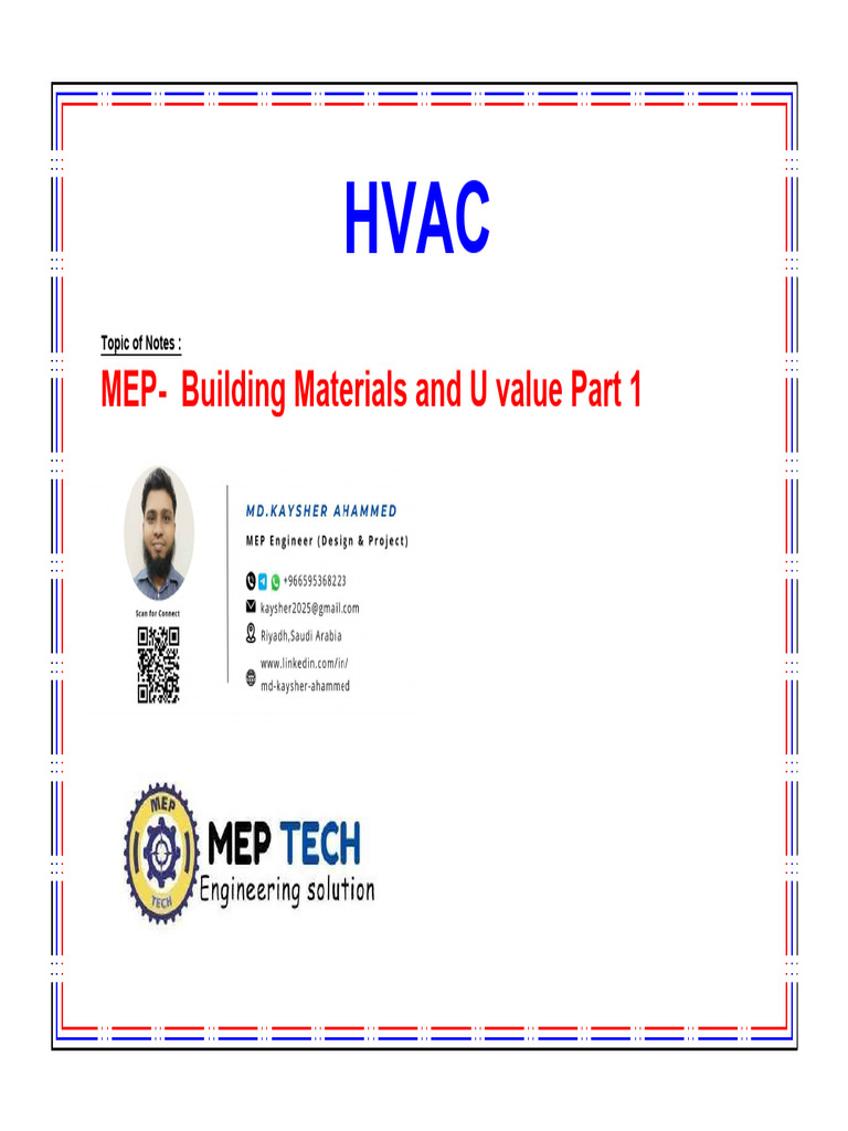 MEP-HVAC Buildings Materials and U Value | PDF | Building Materials | Flooring