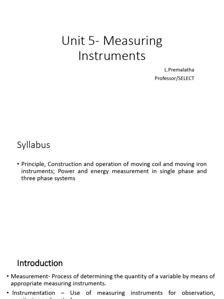 Measuring Instruments Overview | PDF | Voltage | Inductor