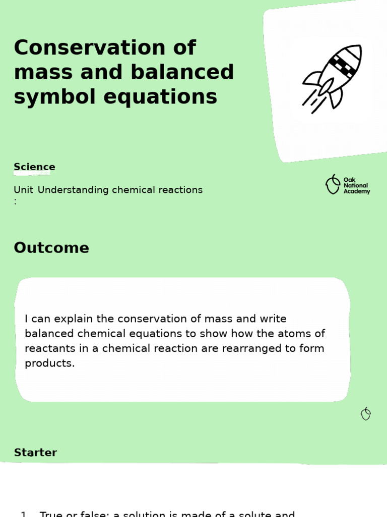Conservation of Mass & Chemical Equations | PDF | Oxide | Chemical ...