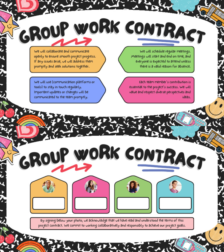 Team Contract Group Work in Colorful Illustrative Style | PDF