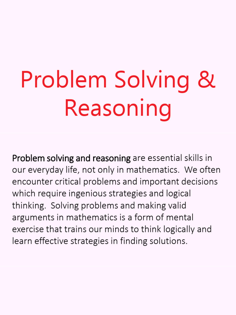 Module 3 Problem Solving Reasoning Part 1 2024 | PDF | Reason | Deductive Reasoning
