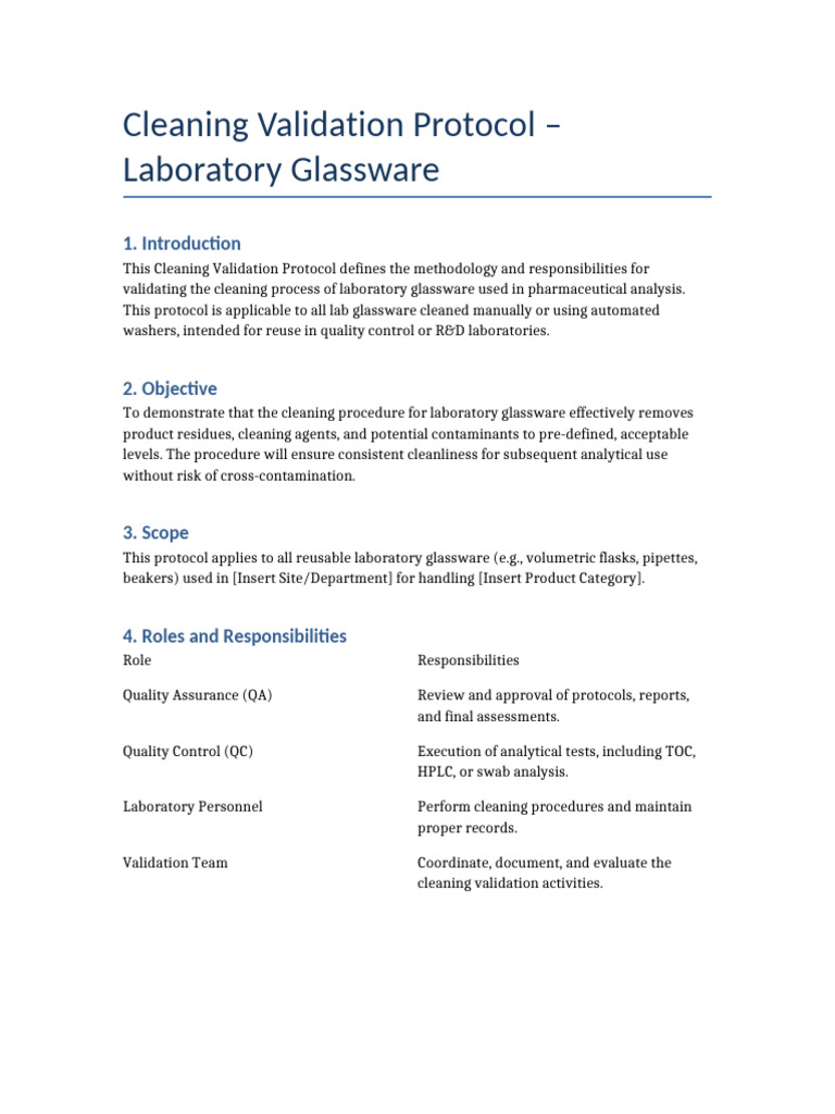 Glassware Cleaning Validation Protocol | PDF | Verification And ...