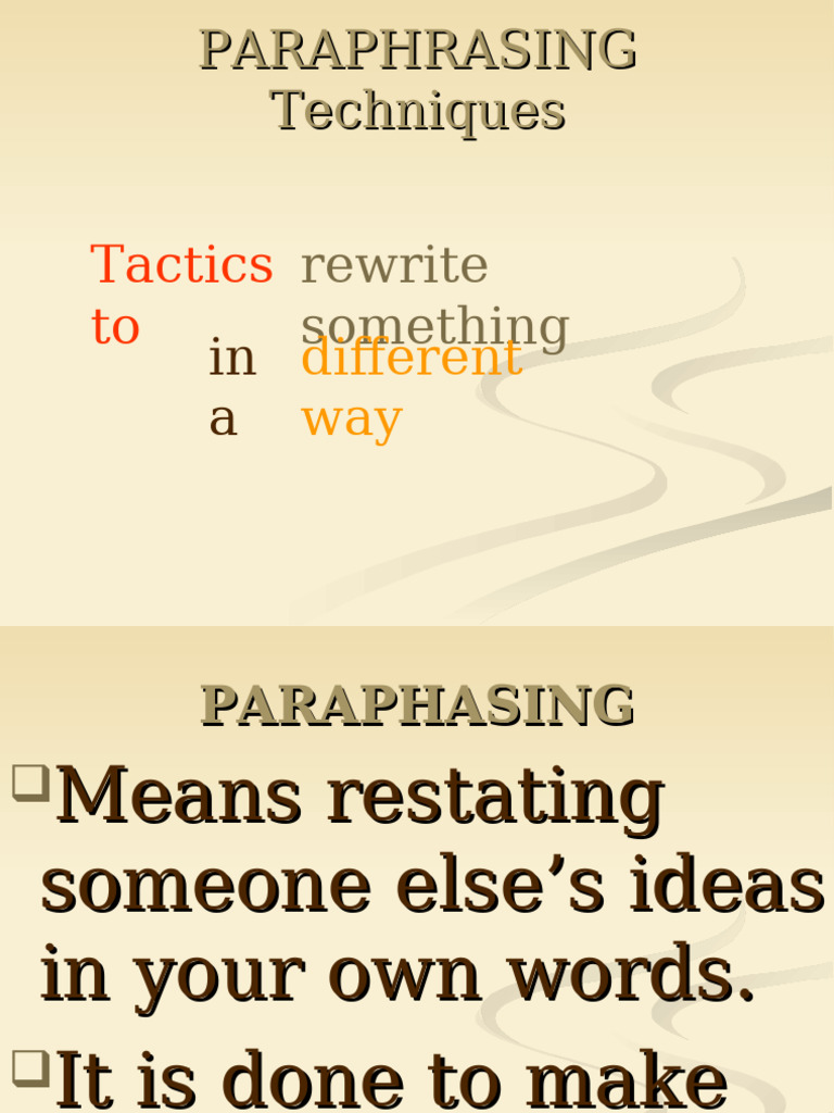 Paraphrasing Techniques and Guidelines | PDF | Semantic Units | Linguistics